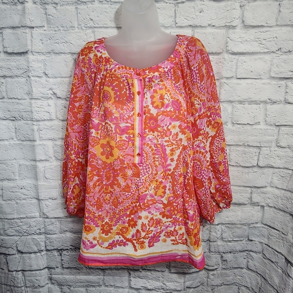 Trina Turk | Tops | Trina Turk Floral Pattern Semisheer Top Wcami Tank ...